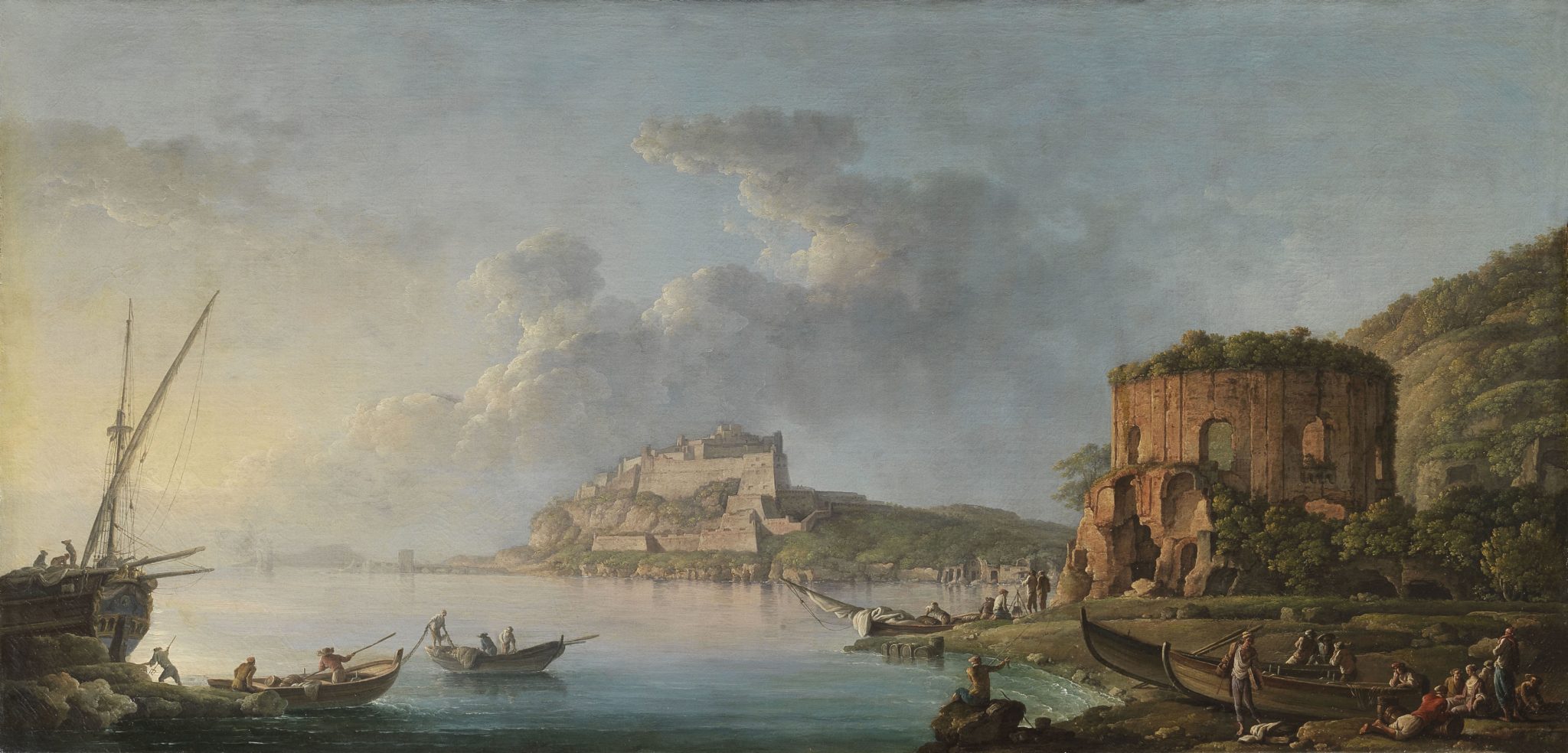 Carlo Bonavia - View of Baiae with the Aragonese Castle and the Temple ...